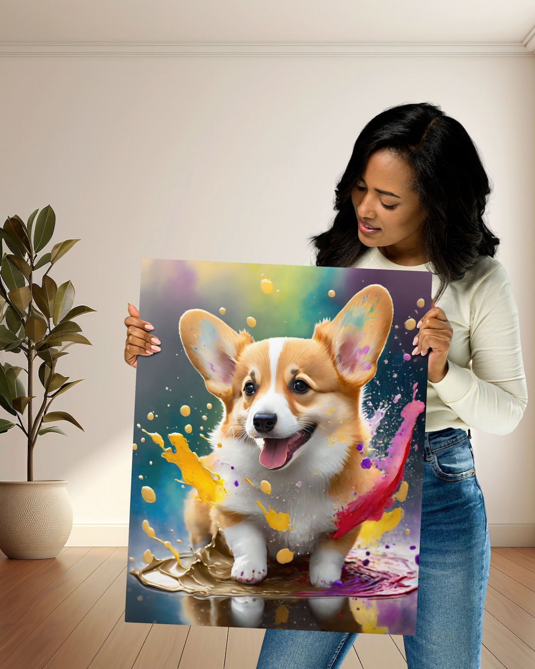 Corgi Rainbow Splashed Paint Metal Wall Art 1620 - Etsy