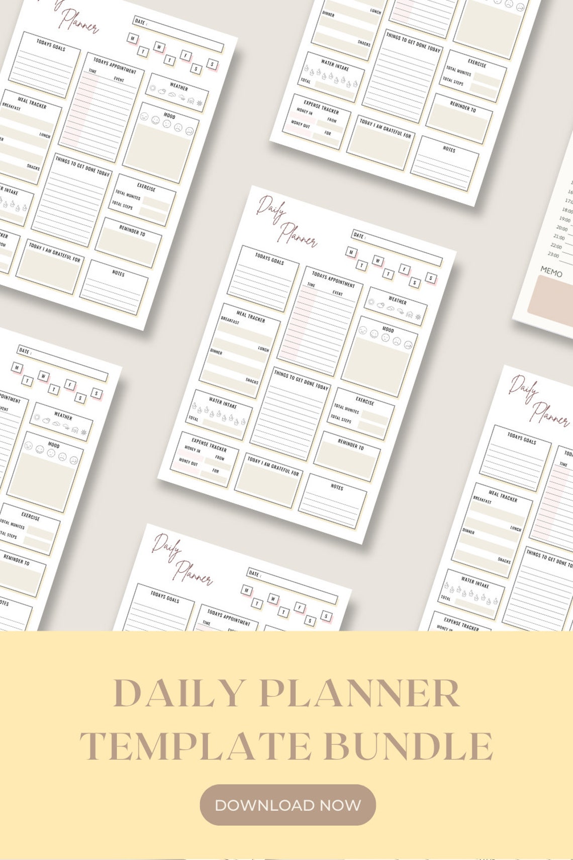 Printable Daily Planner, Printable Daily Planner Sheet, PDF Printable ...