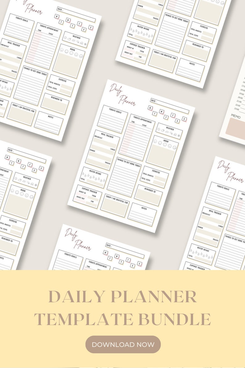 Printable Daily Planner, Printable Daily Planner Sheet, PDF Printable Planner , Daily Planner ...
