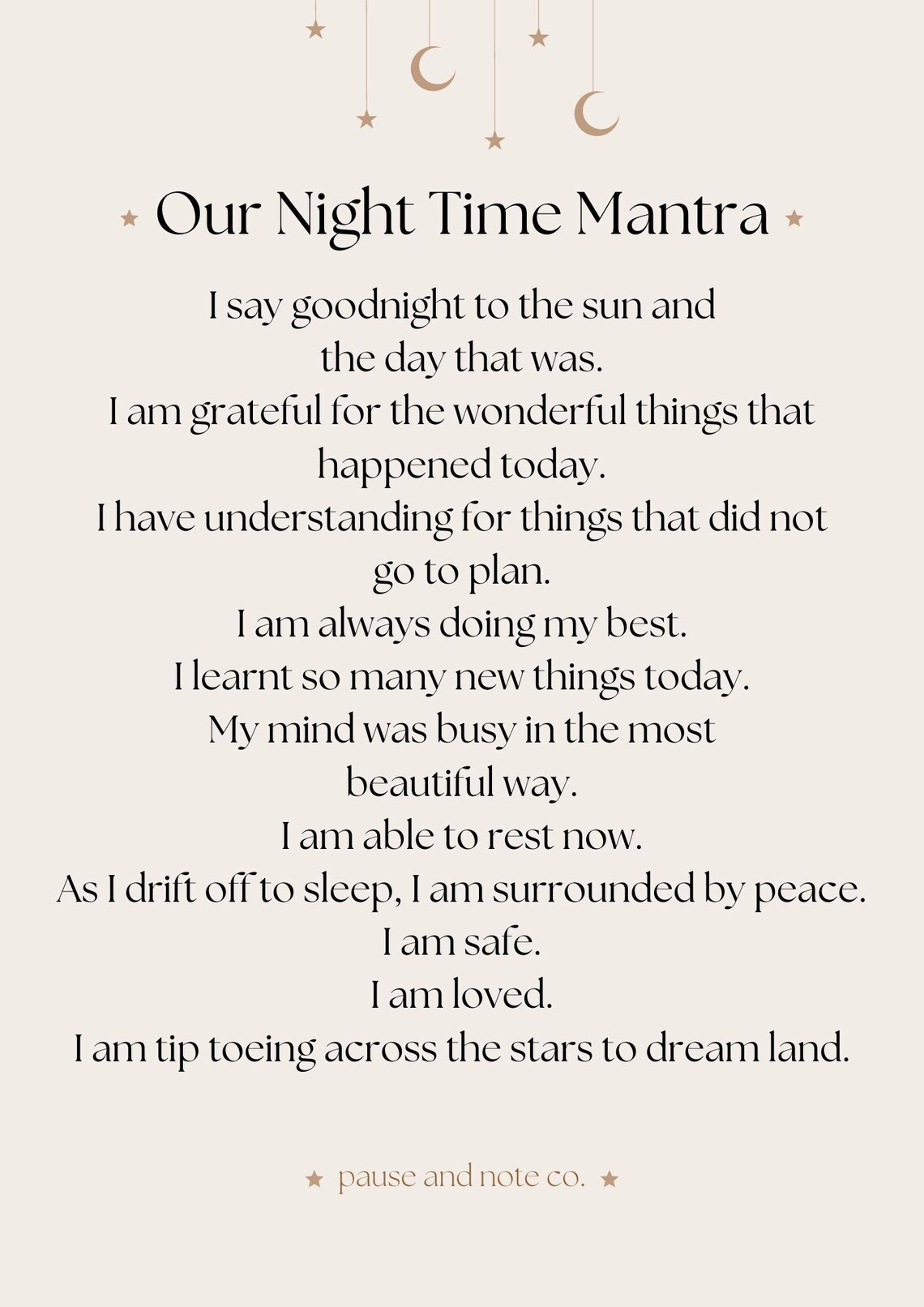 Family Night Time Mantra - Family Affirmation Chart - Printable ...