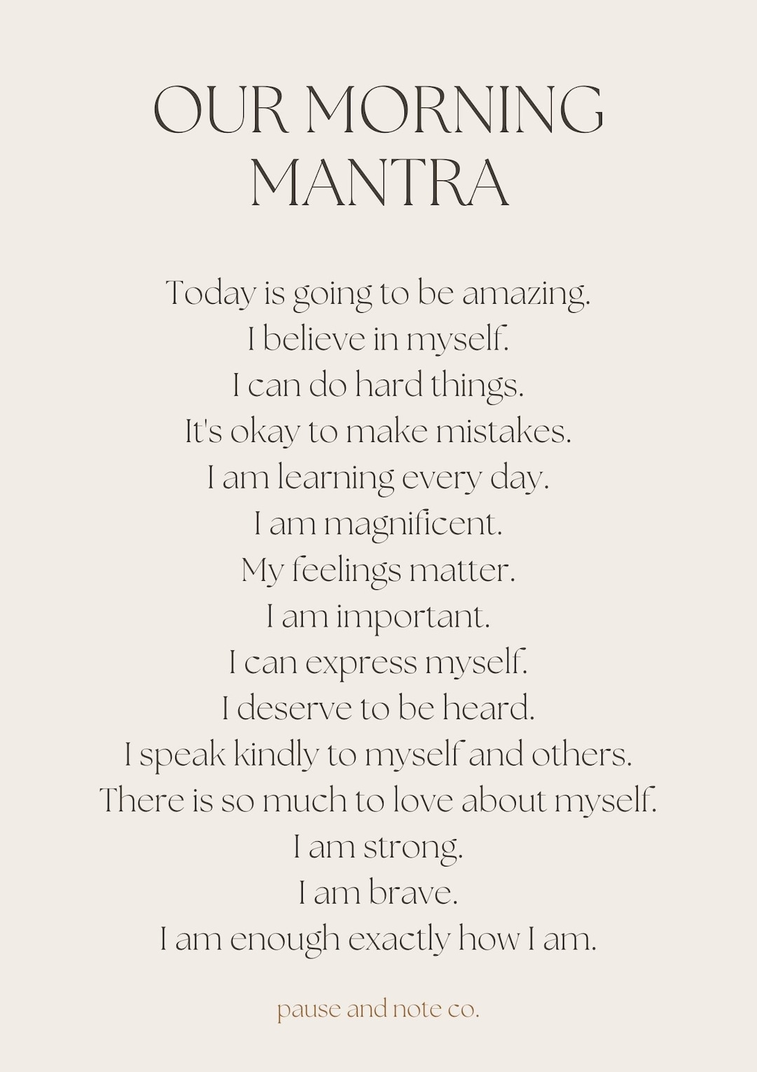 Family Morning Mantra - Family Affirmation Chart - Printable ...