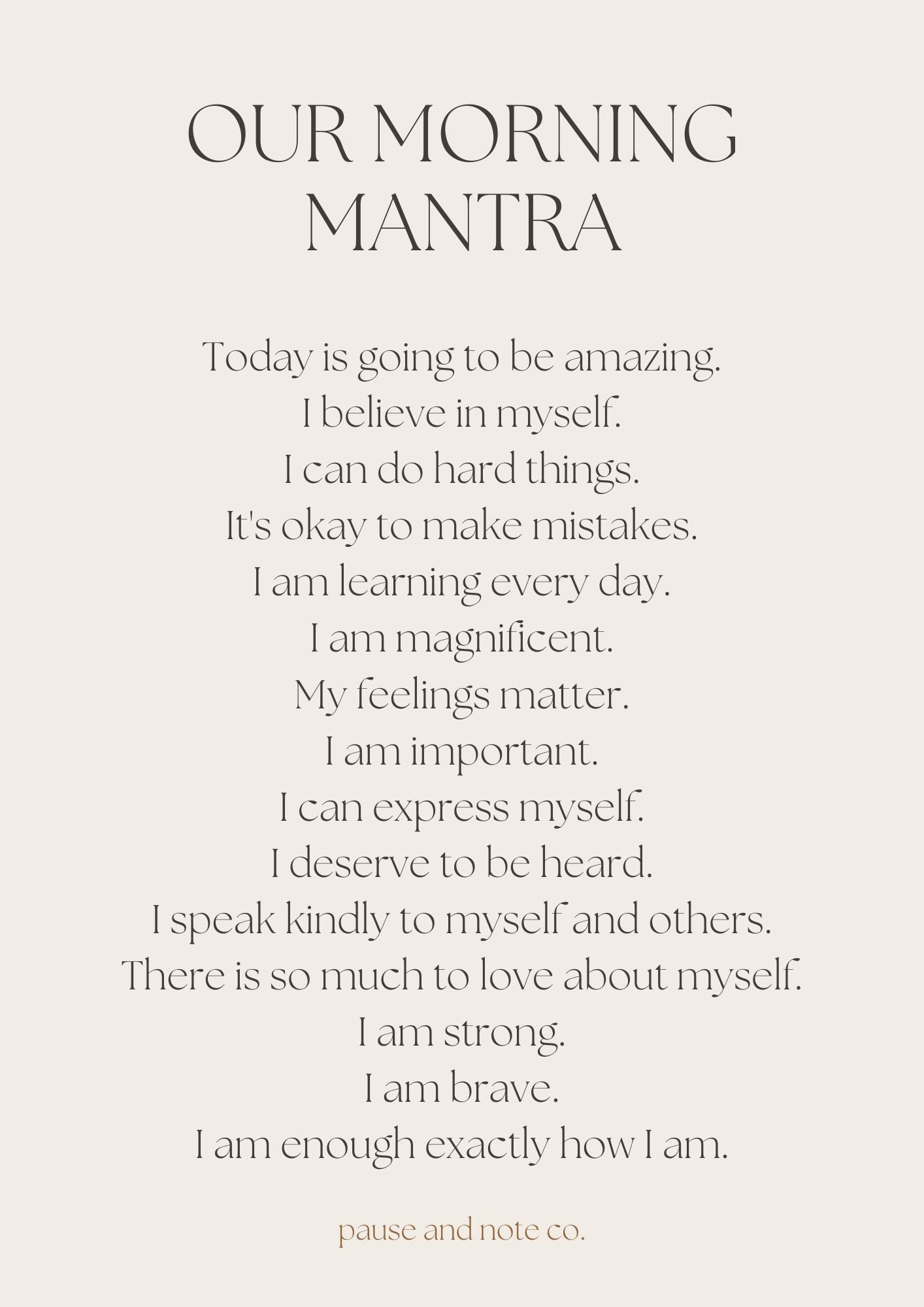 Family Morning Mantra - Family Affirmation Chart - Printable ...