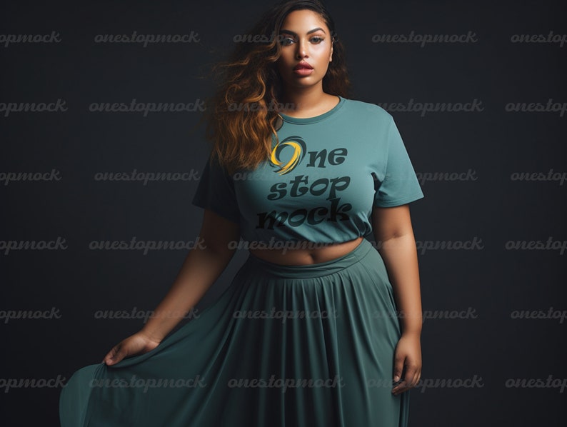 Vibrant Plus-size Model Mockup Enhance Your Digital Presence - Etsy