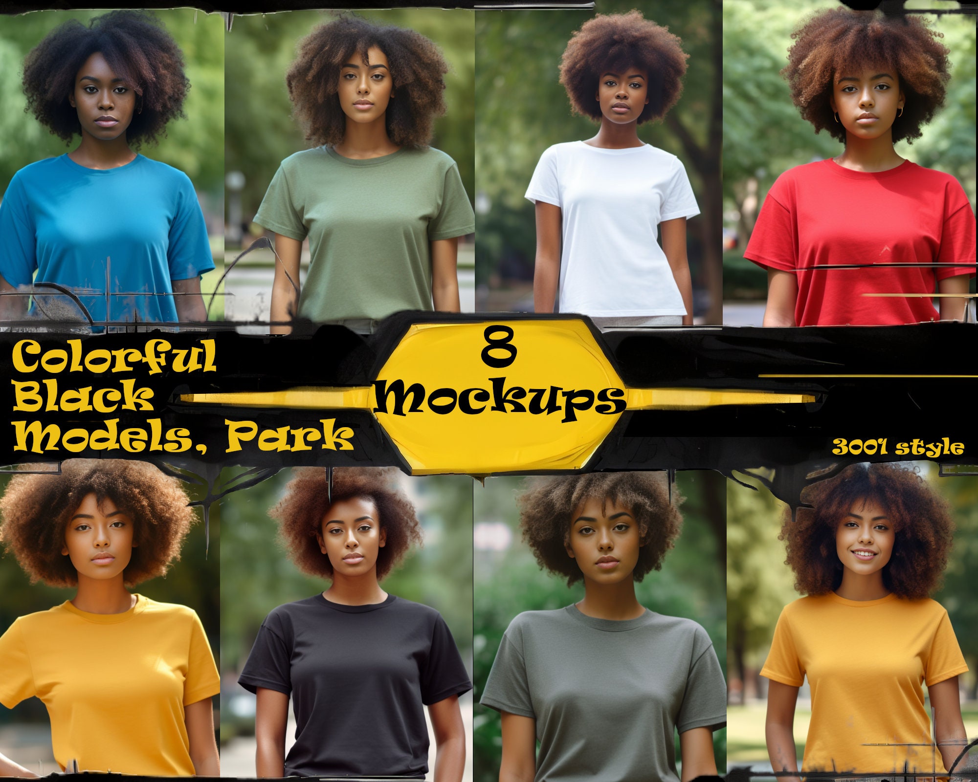 Colorful Black Women Mockup Pack at the Park Featuring - Etsy