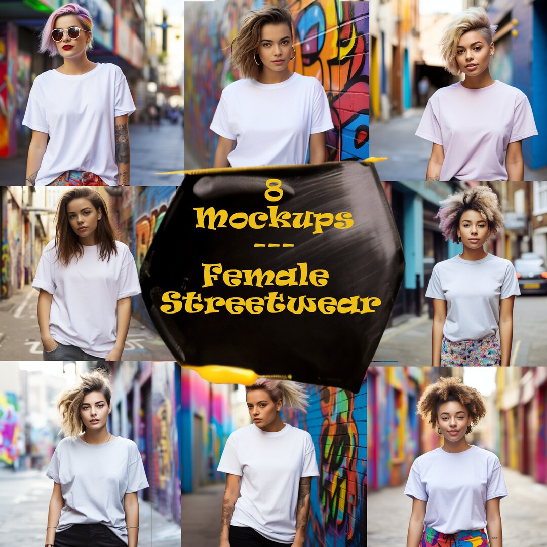 Streetwear Mockup Bundle Featuring Bella 3001 Style T-shirt - Funky ...