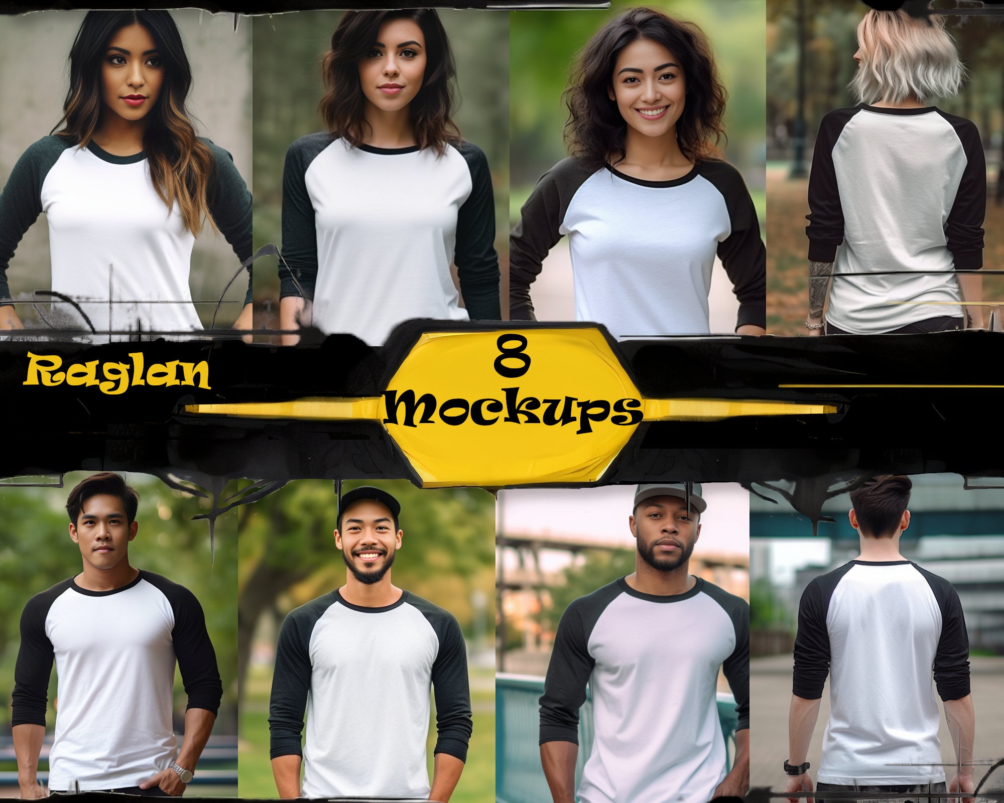 Raglan Mockup Set - Full Raglan Mock up Pack 3200 and 5700 Style - Etsy