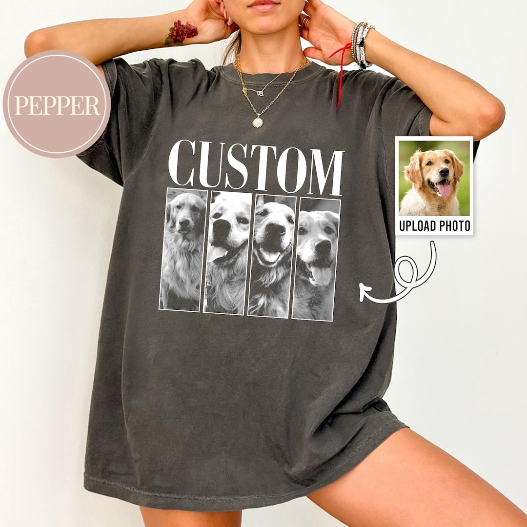 Custom Pet Photo Shirt, Personalized Pet Comfort Colors Shirt, Dog Mom ...