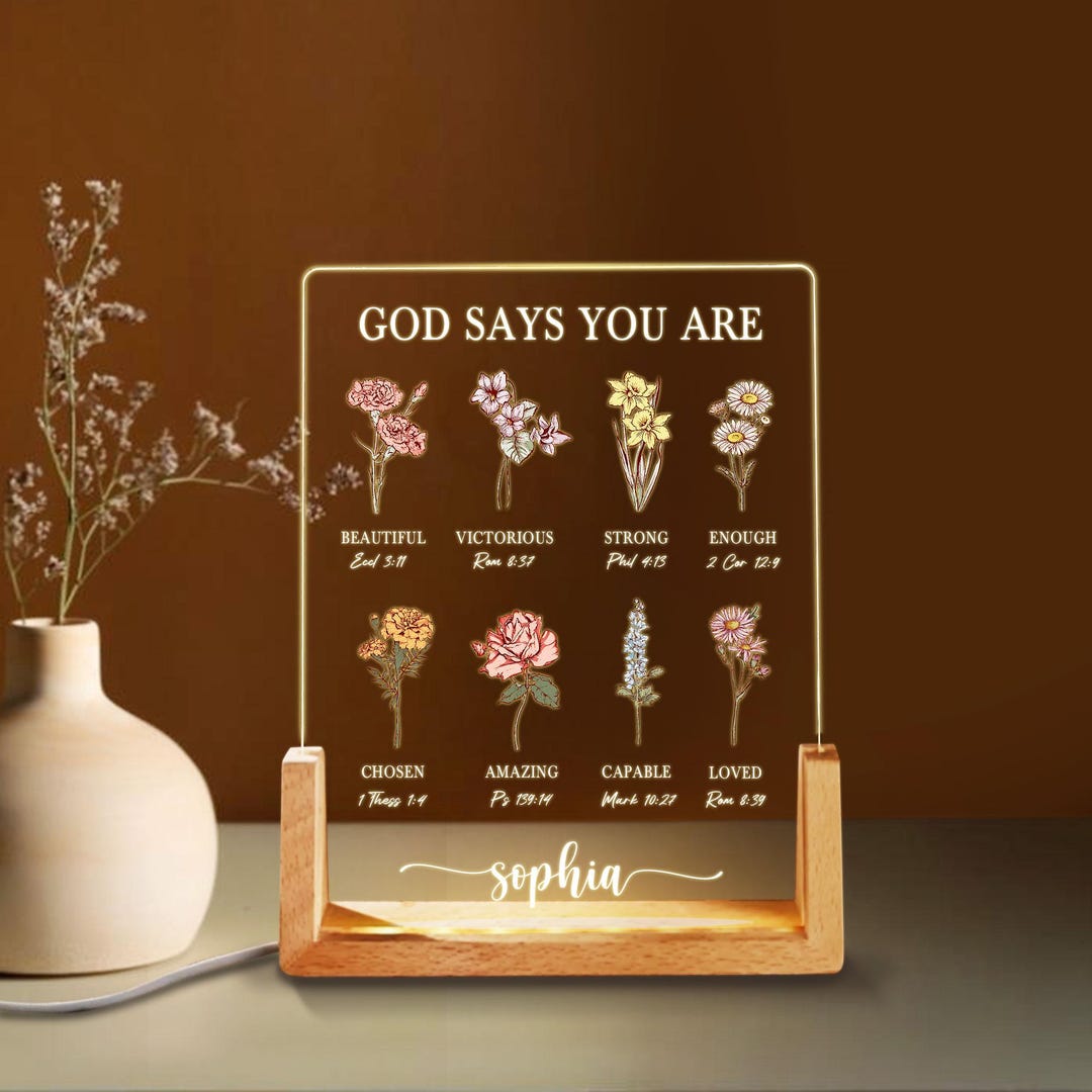 Personalized Positive Affirmations LED Night Light, Custom Christian ...