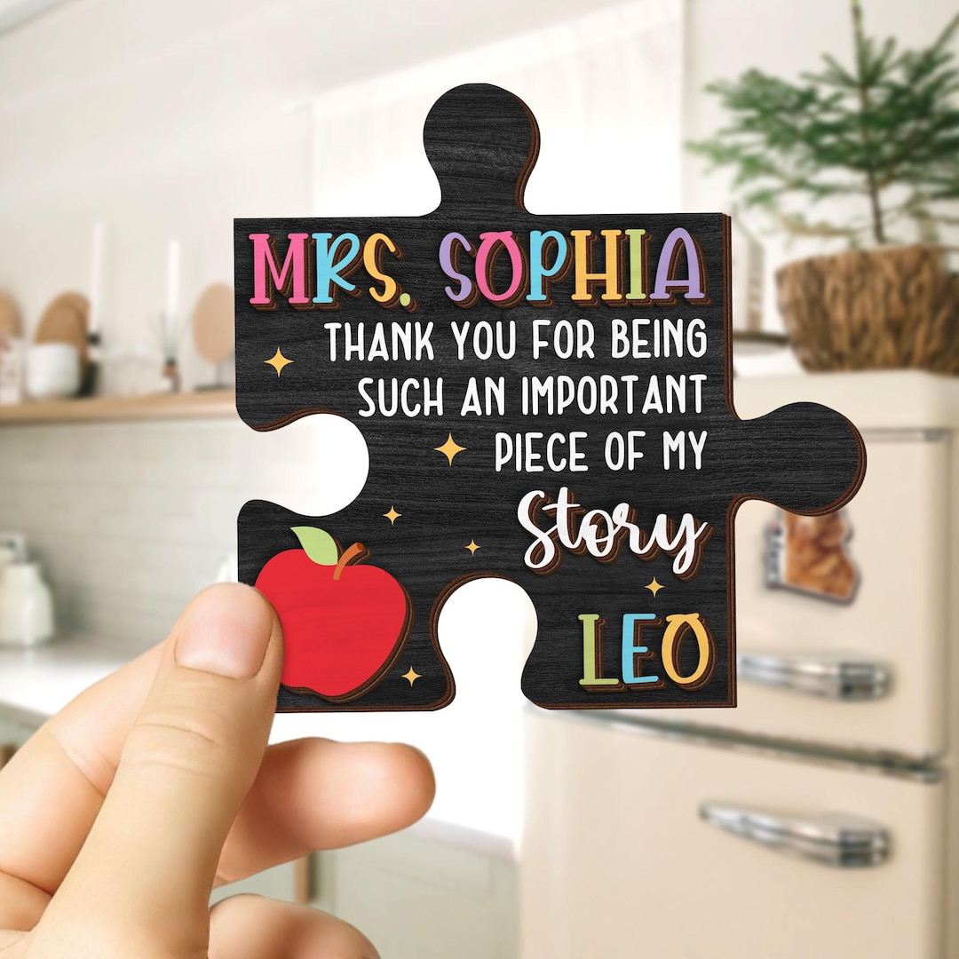 Personalized Teacher Puzzle Piece Magnet, Thank You for Being Such an ...