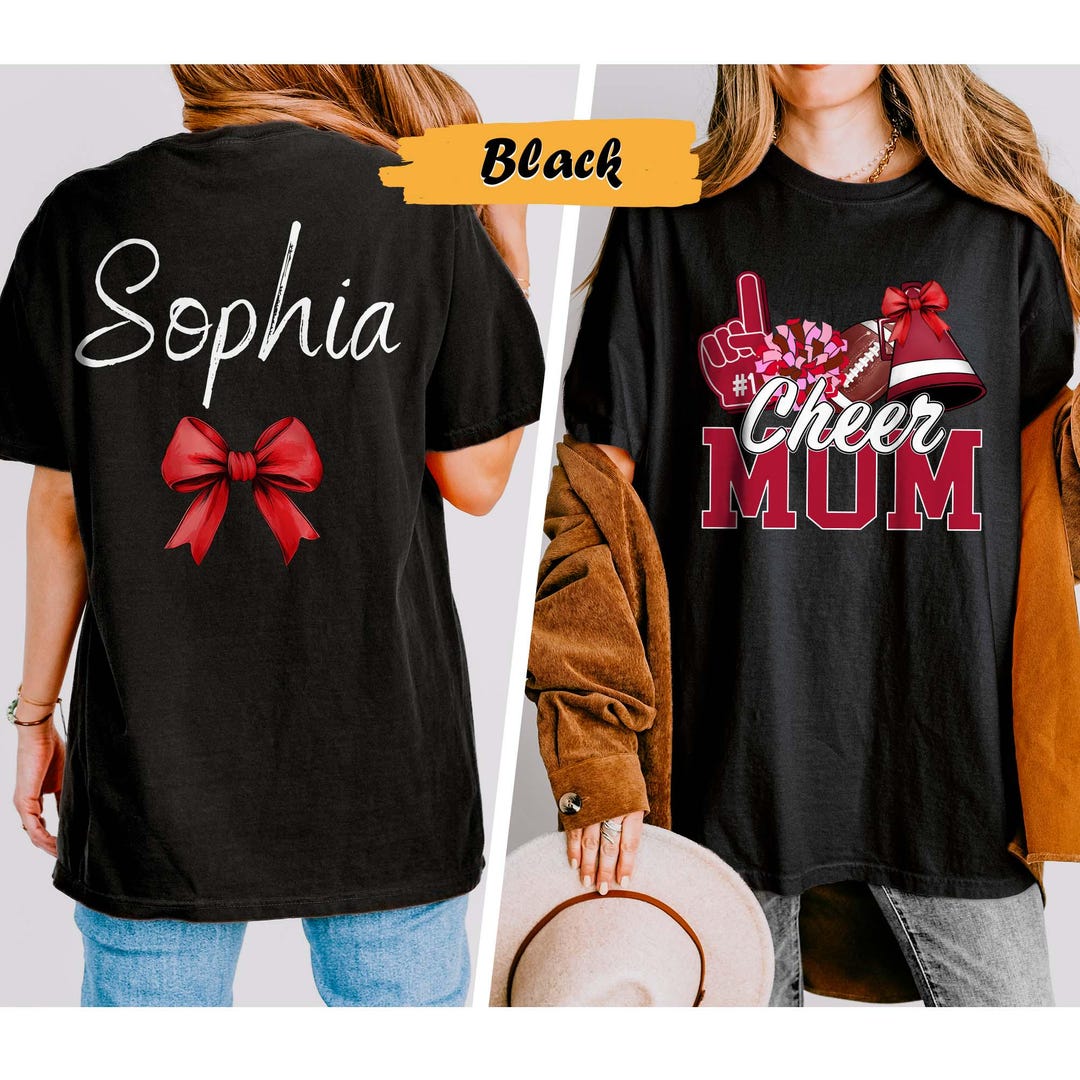 Personalized Cheer Mom Comfort Colors Shirt, Custom Football Bow School ...