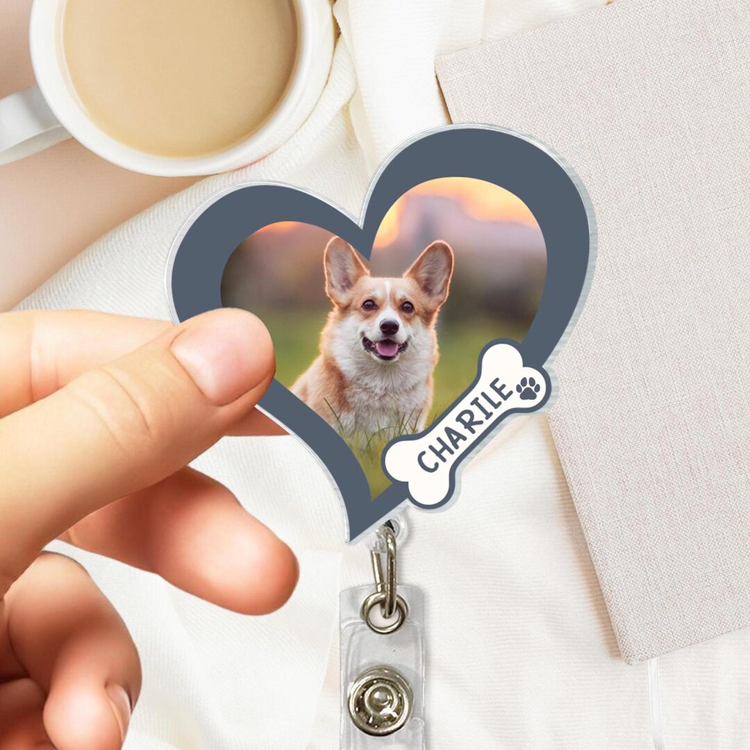 Personalized Photo Pet Badge Reel, Custom Pet Photo Badge Reel, Cat Mom ...