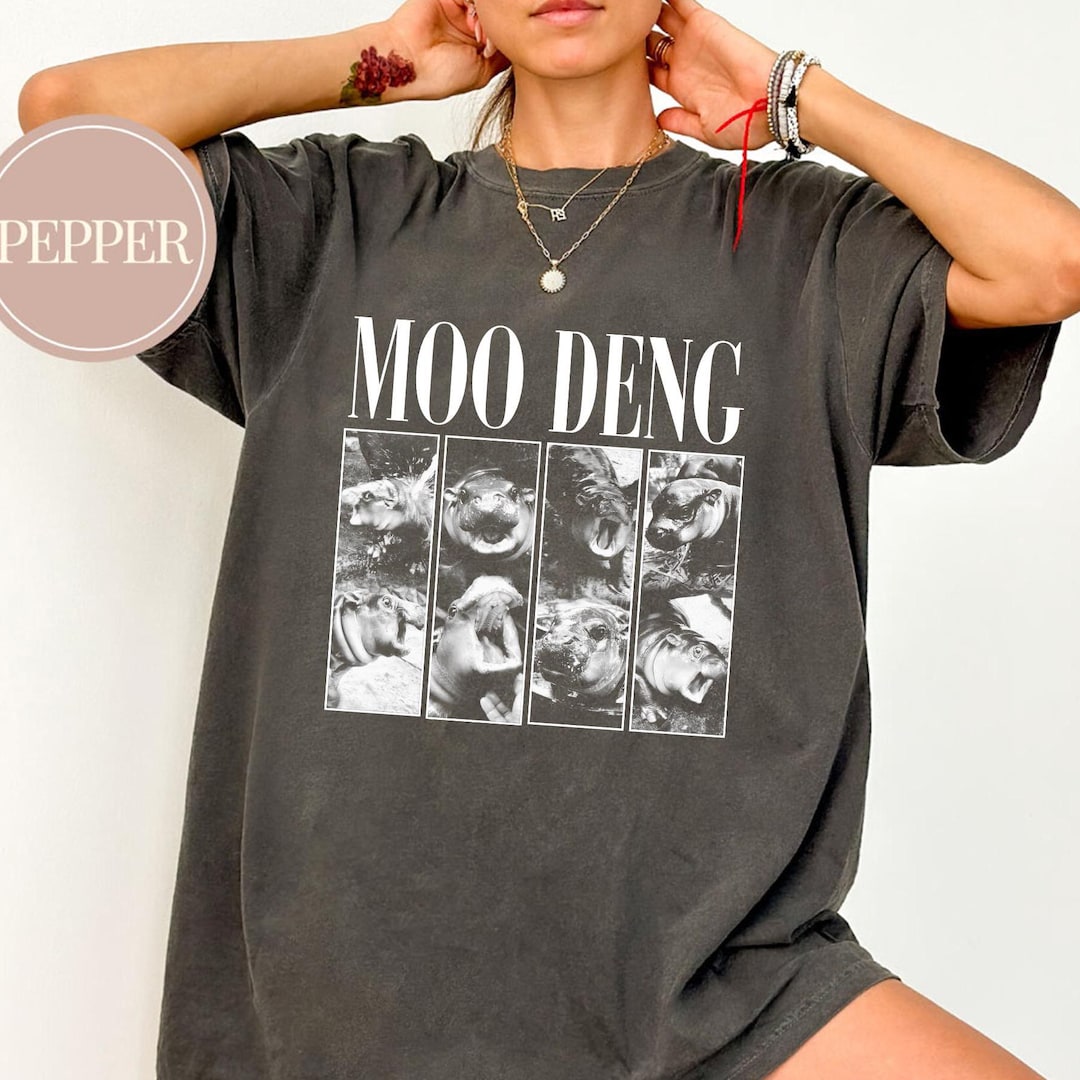 Moo Deng Comfort Colors Shirt, Baby Pygmy Hippo Moo Deng Shirt, Moo ...