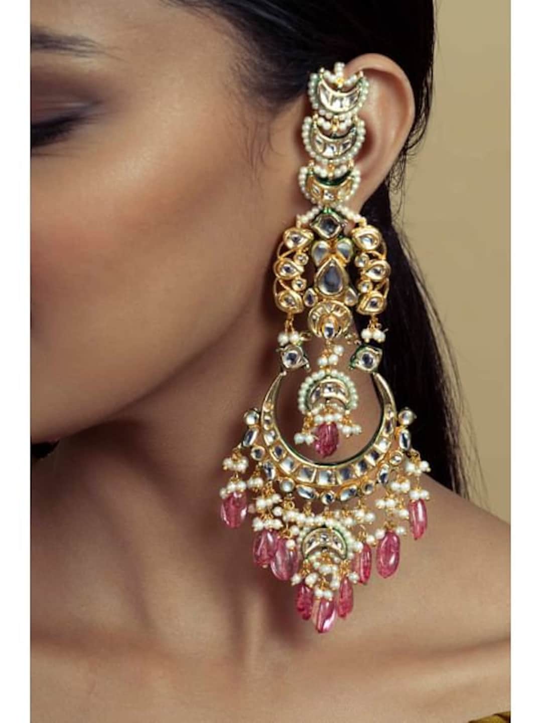 Heavy Traditional Earrings/kundan Chandbalis//sabyasachi Large Earrings ...