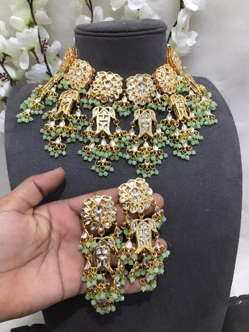 Sabyasachi Designer Kundan Set, Green Kundan Bridal, Kundan Bridal ...