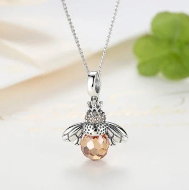 Crystal Queen Bee Dangle Charm Genuine 925 Sterling Silver - Etsy