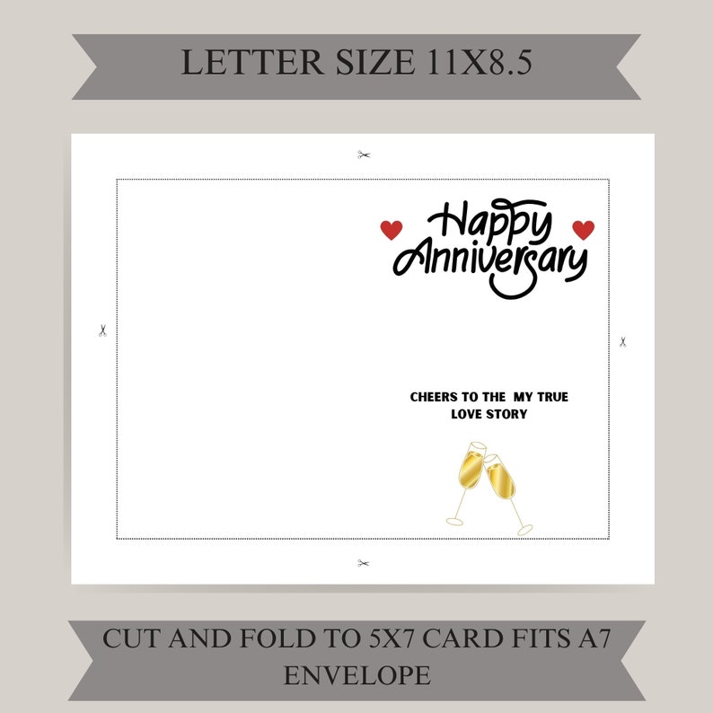 Printable Happy Anniversary Card / Instant Download PDF / Anniversary ...