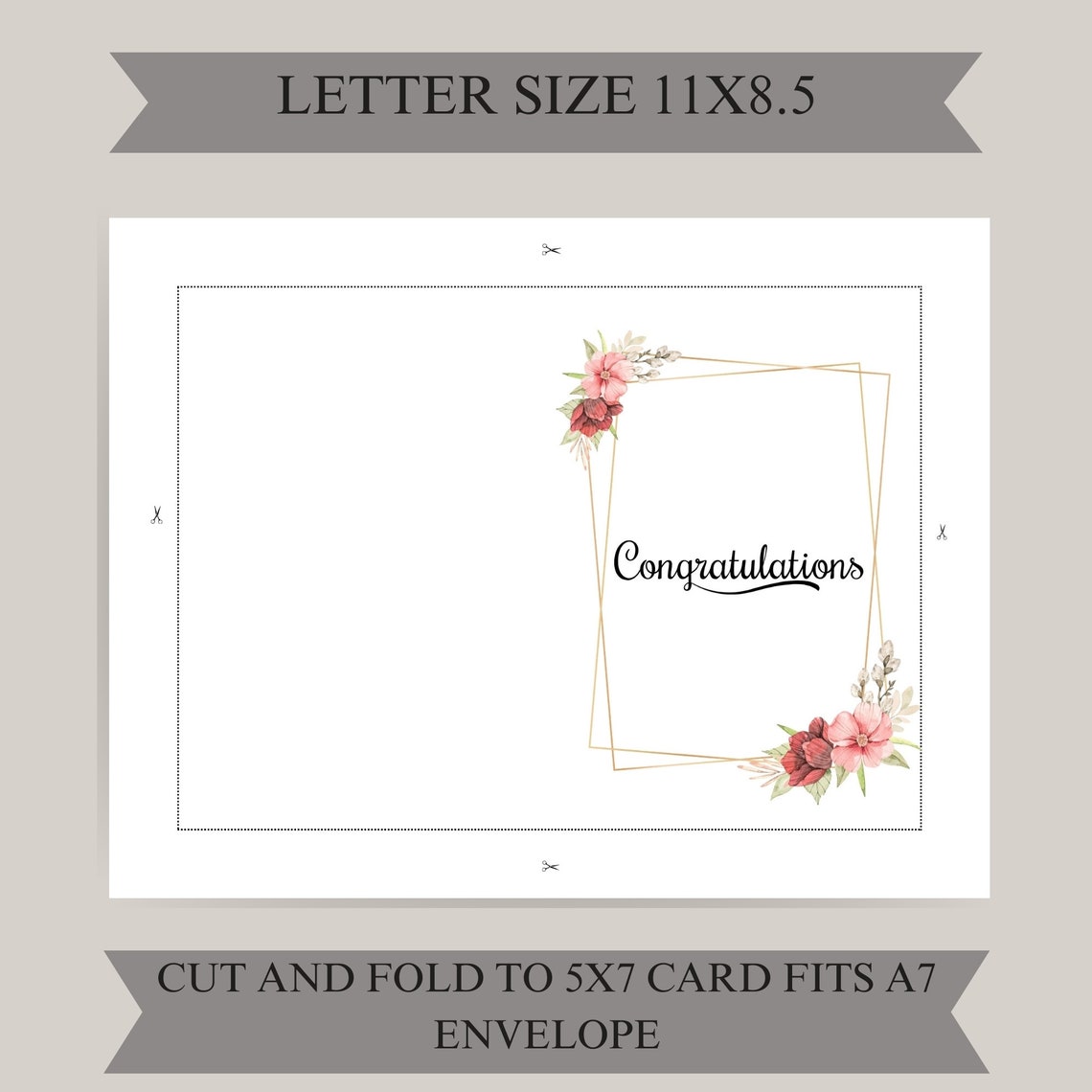 Congratulations Printable Card / Instant Download PDF / Card Template ...