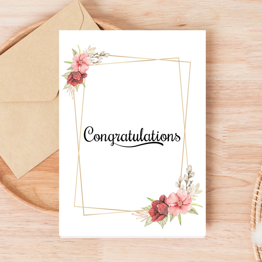 Congratulations Printable Card / Instant Download PDF / Card Template - Etsy