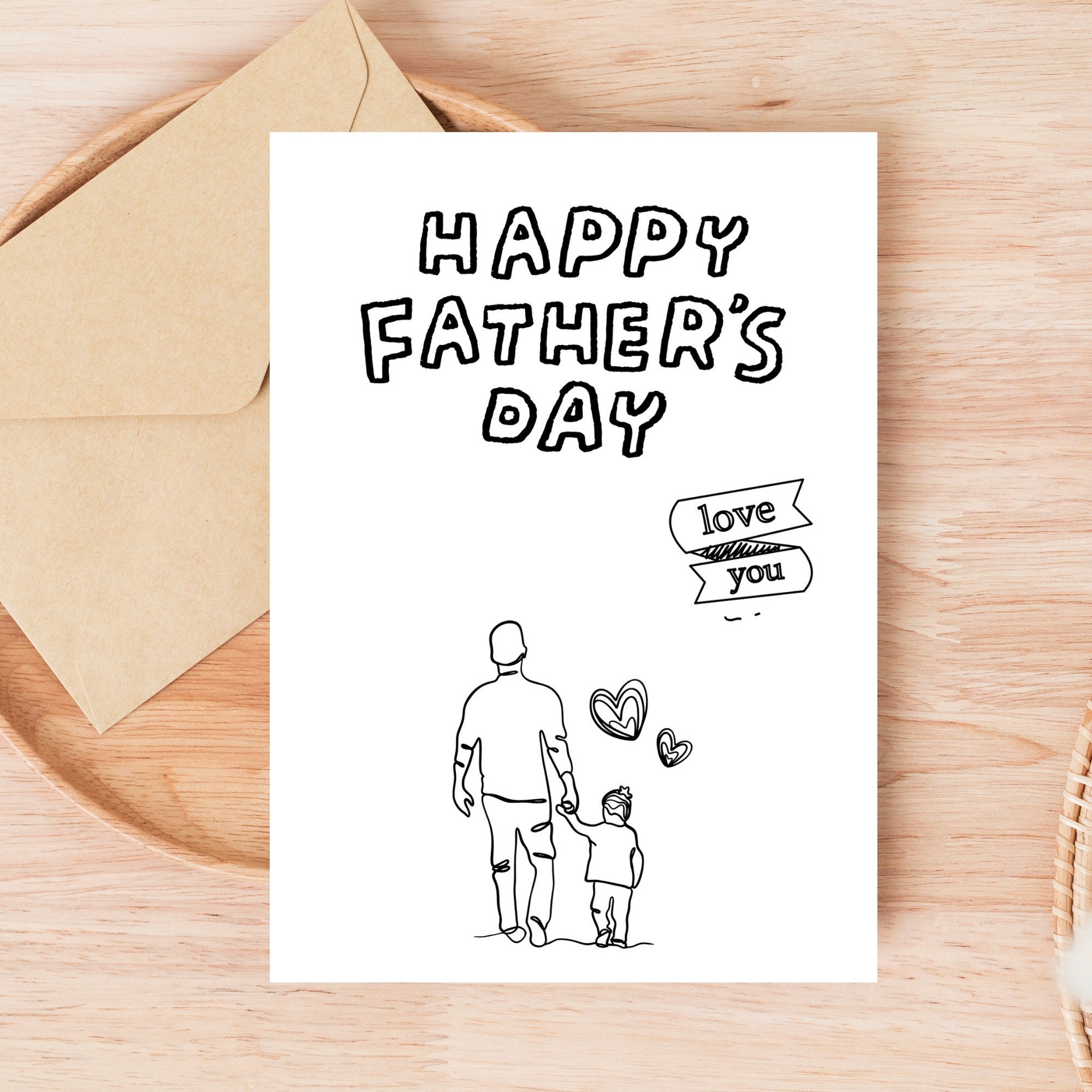 PRINTABLE Father's Day Coloring Cards Father's Day Cards Color Your Own ...
