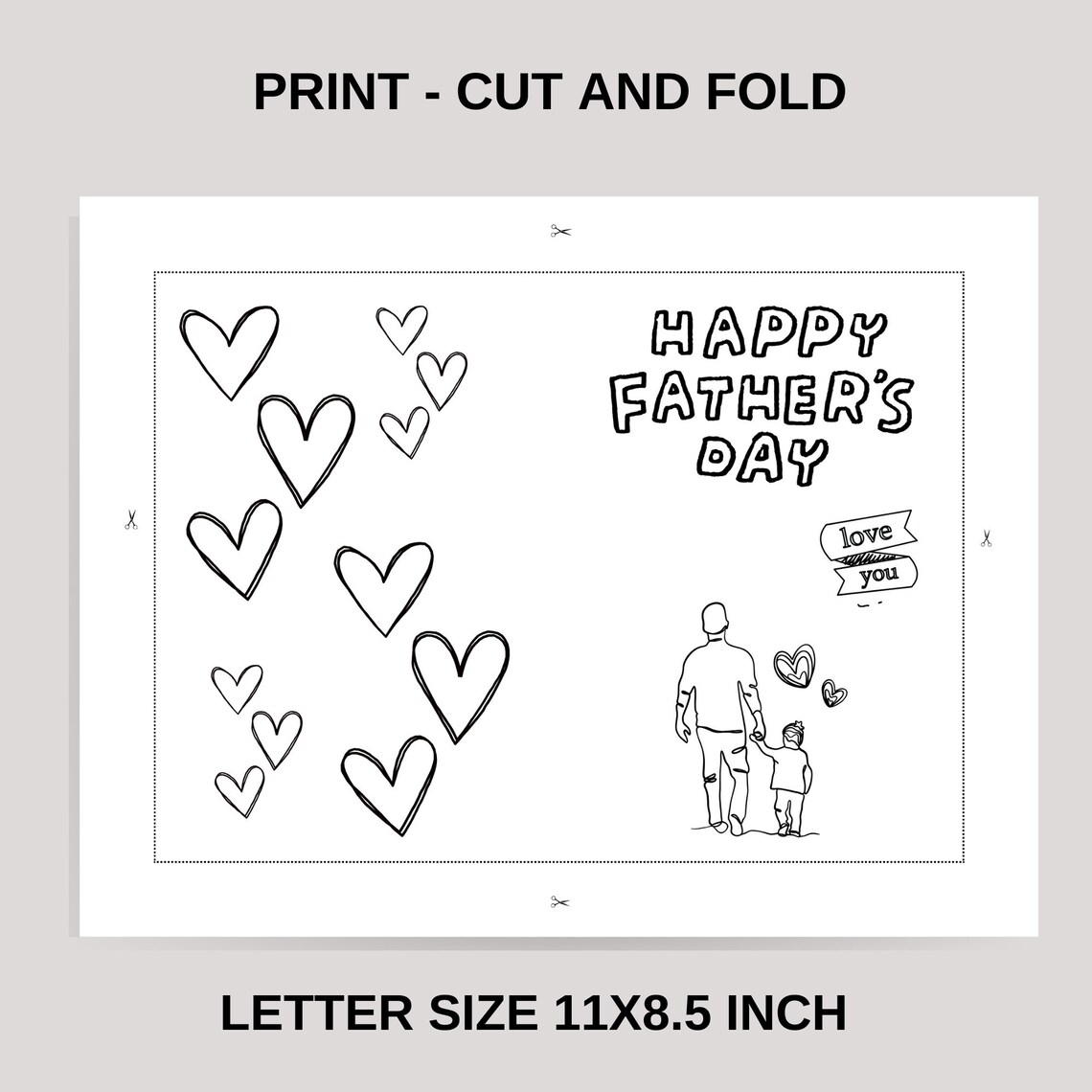 PRINTABLE Father's Day Coloring Cards Father's Day Cards Color Your Own ...