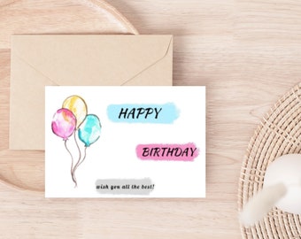 Printable Birthday Card Happy Birthday Card Printable Digital Birthday ...