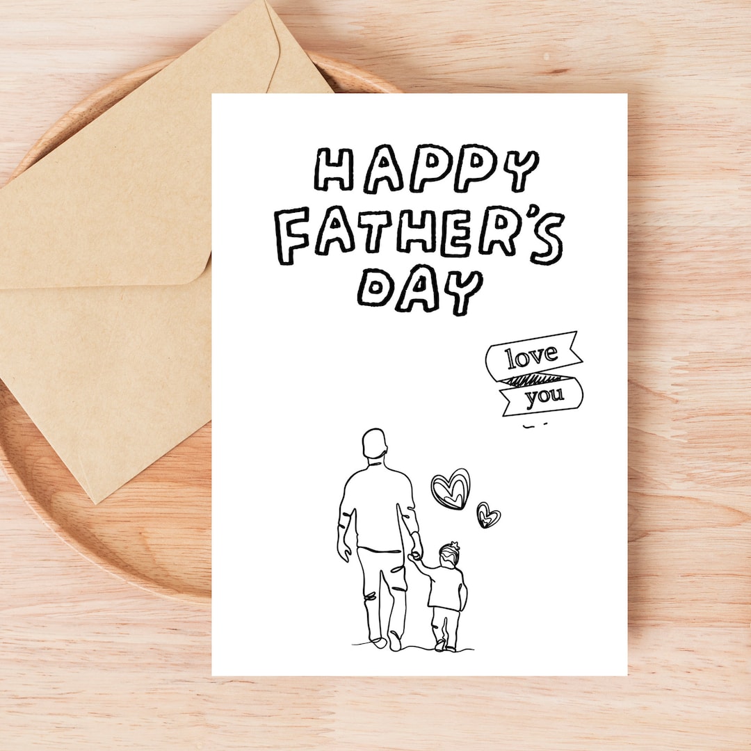 PRINTABLE Father's Day Coloring Cards Father's Day Cards Color Your Own ...