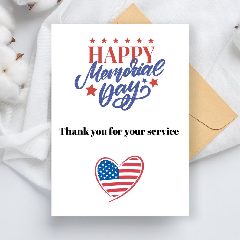 Memorial Day Card Printable, Remember and Honor Card, Patriotic Thank ...