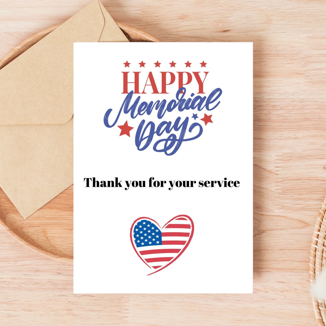 Memorial Day Card Printable, Remember and Honor Card, Patriotic Thank ...