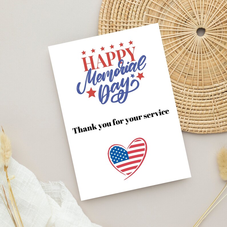 Memorial Day Card Printable, Remember and Honor Card, Patriotic Thank ...