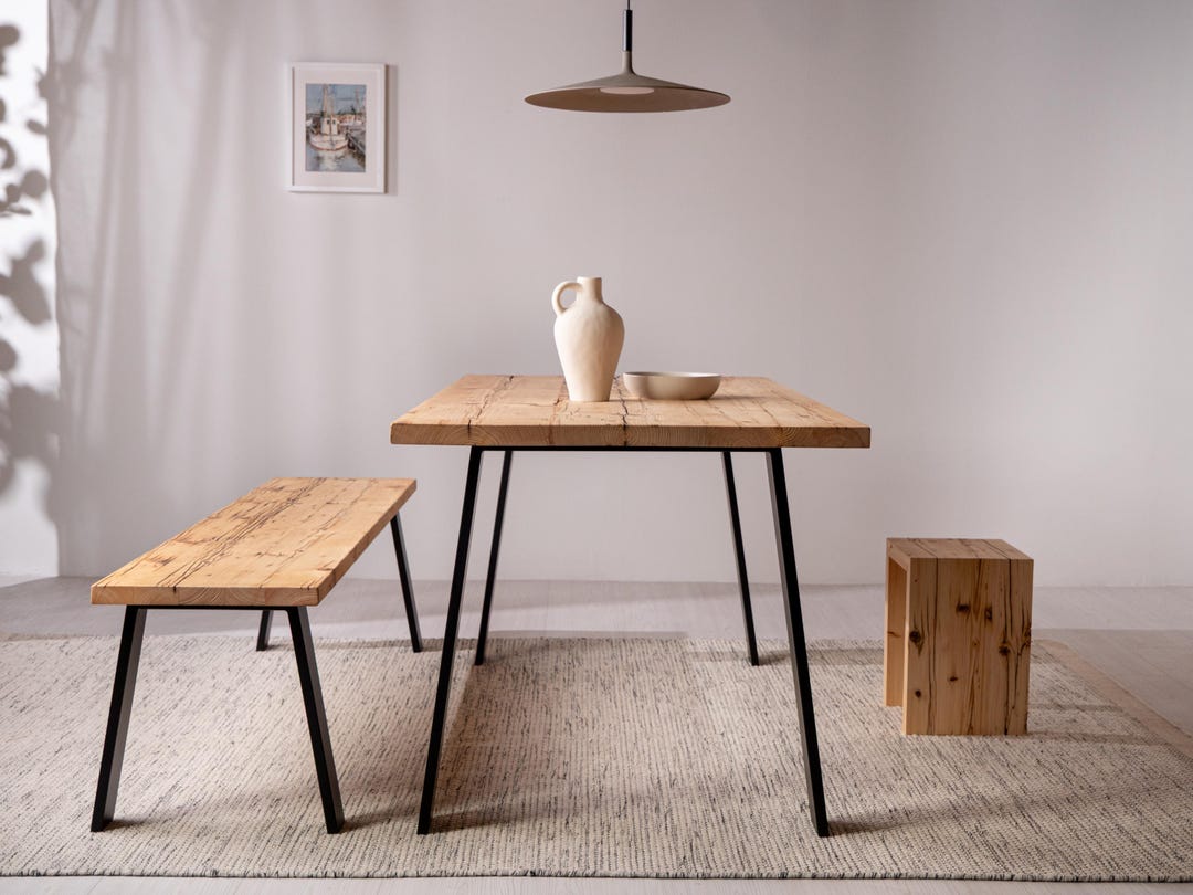 Table Dining Table Handmade From Old Solid Wood Planks, Plank Table ...