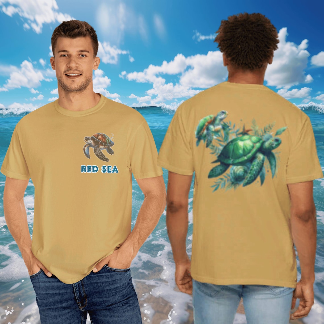 Sea Turtle T-shirt Front & Back Print Ocean Lover Gift Marine Life Tee ...