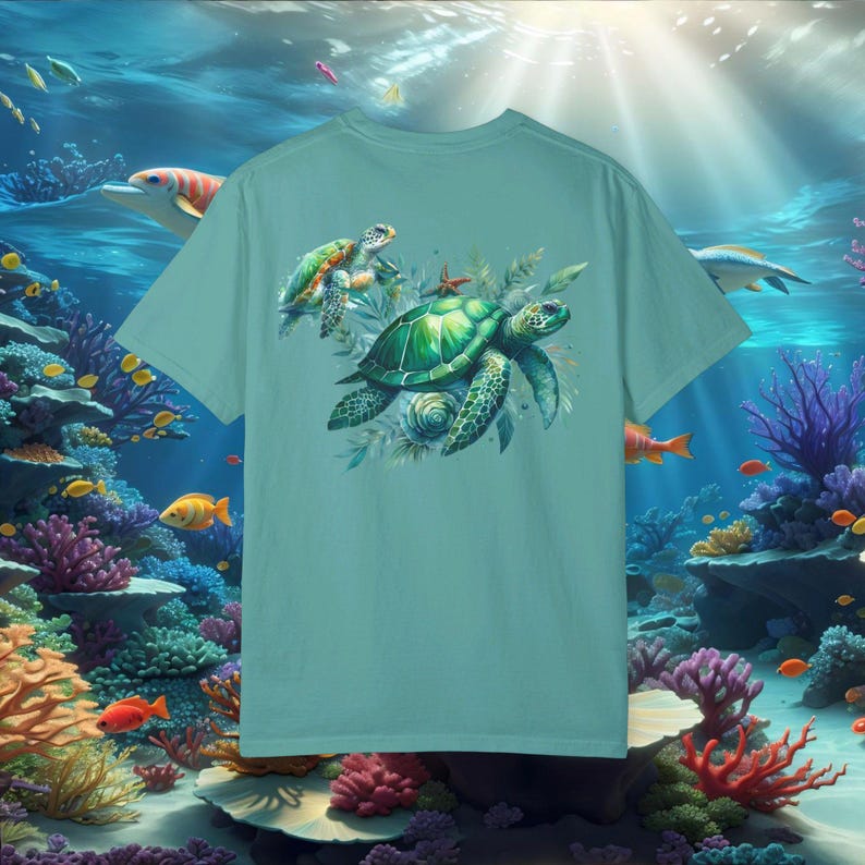 Sea Turtle T-shirt Front & Back Print Ocean Lover Gift Marine Life Tee ...