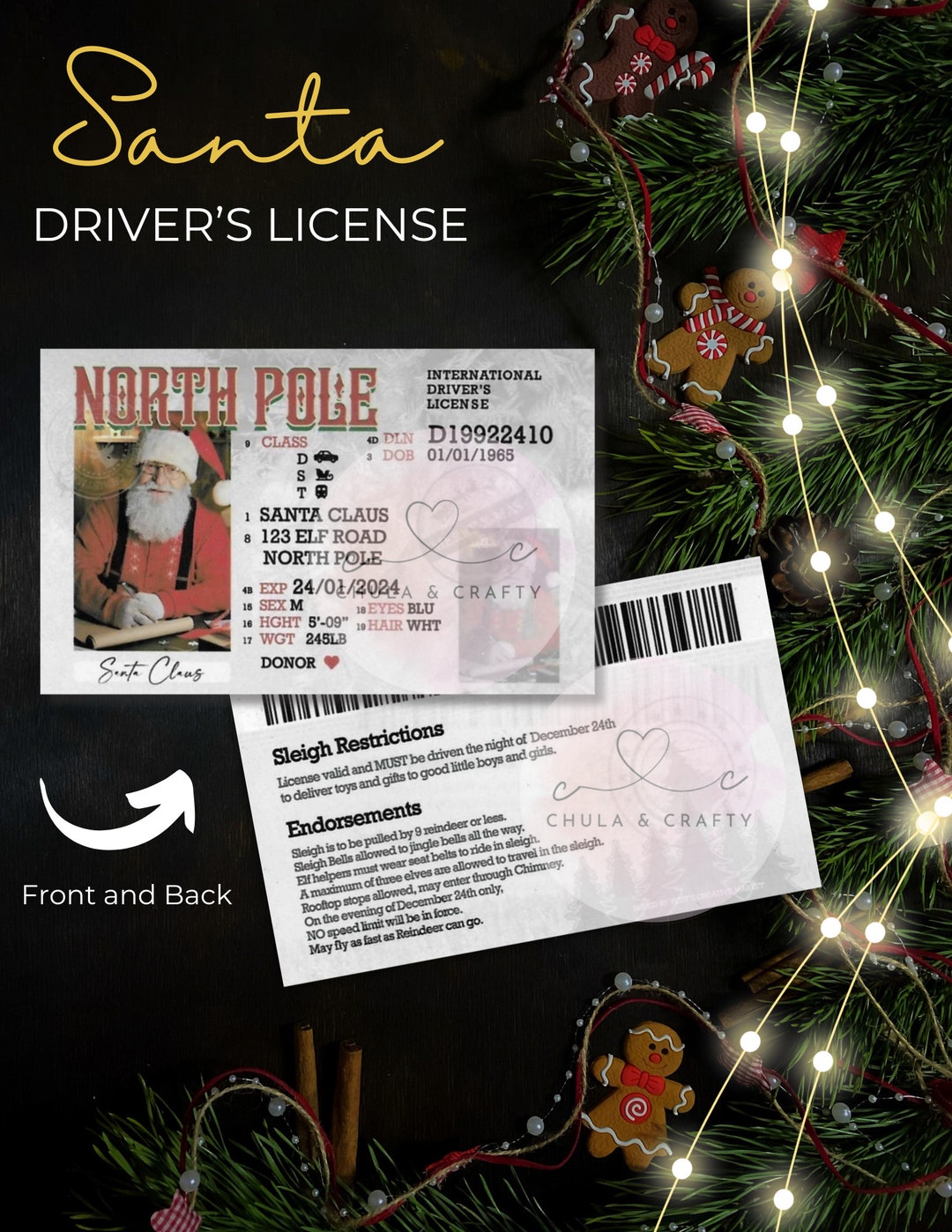 Santa Claus Driver's License, Santa Lost Driver's License - Etsy
