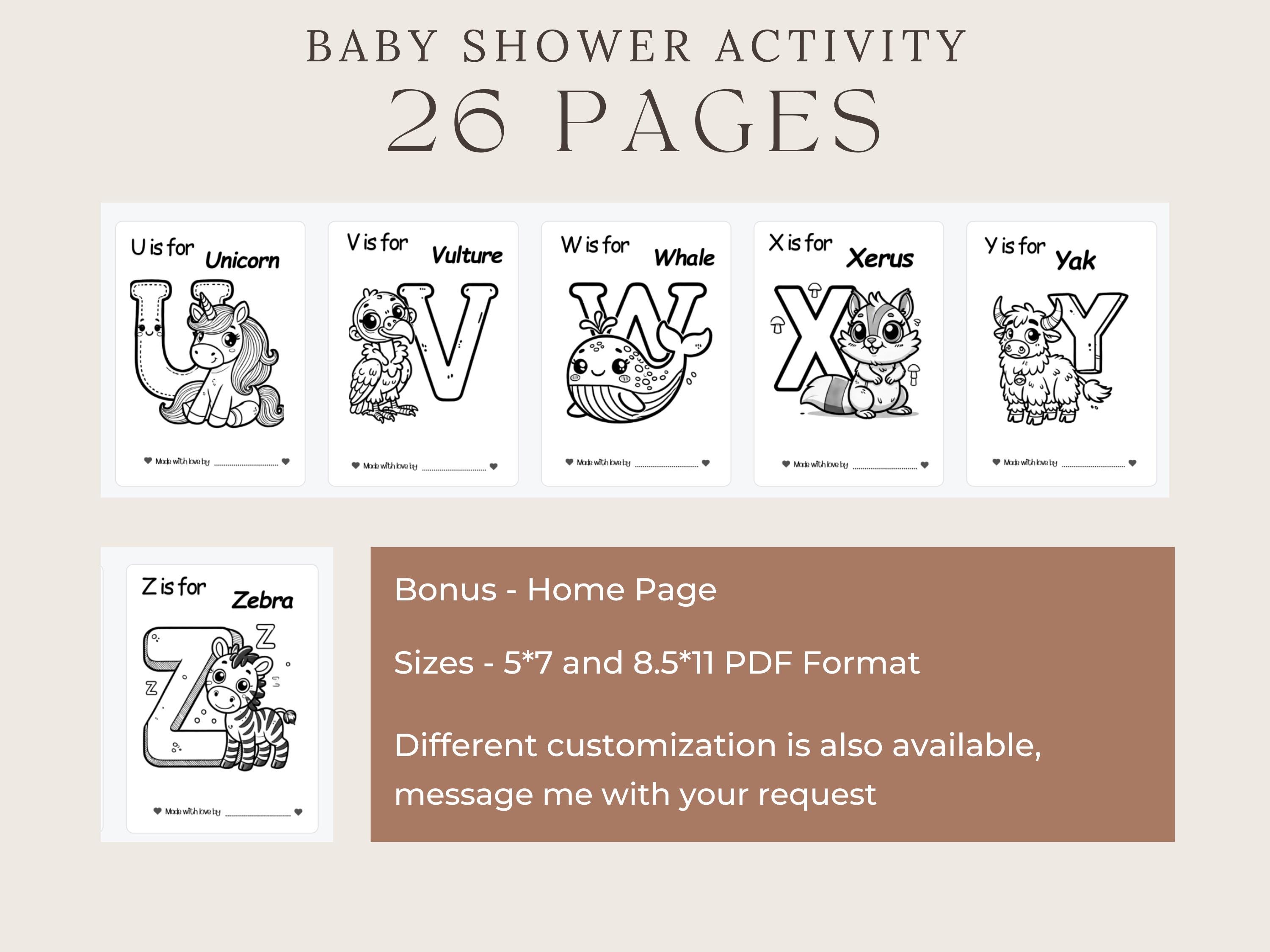 ABC Coloring Book Baby Shower ABC Book 26 Printable Pages Downloadable ...