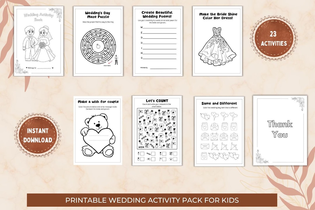 Kids Wedding Activity Book Coloring Book Wedding Activity Pack for Kids ...