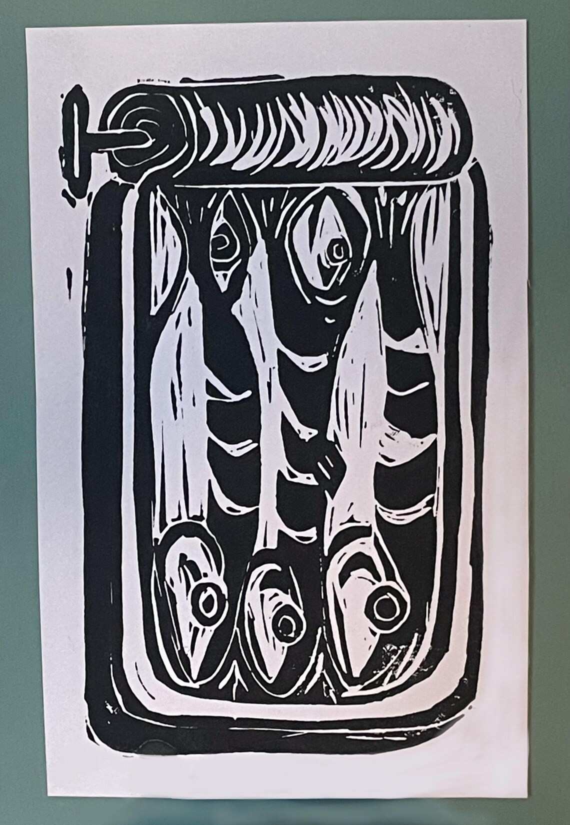 Sardines Lino Print - Etsy