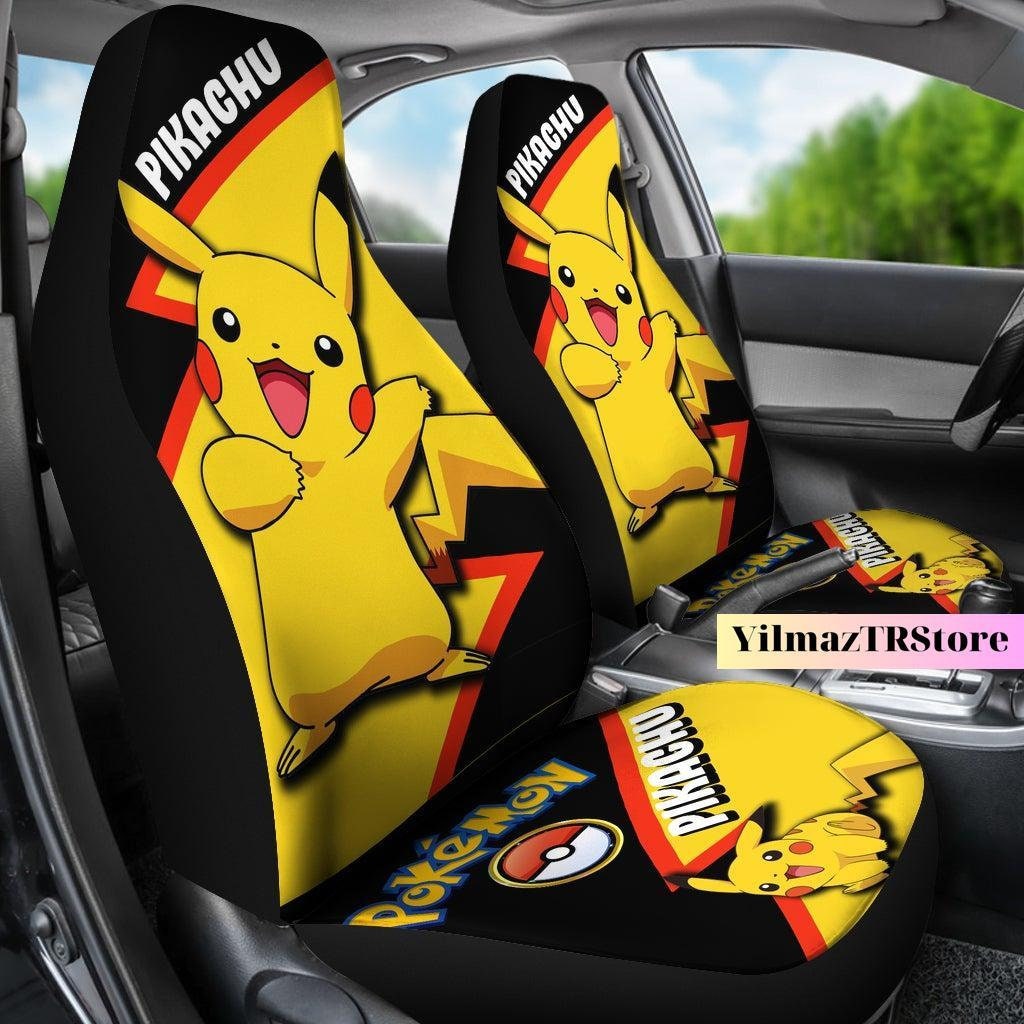 Pika Car Seat Covers, Seat Covers For Car, Anime Car Accessories, Pika ...