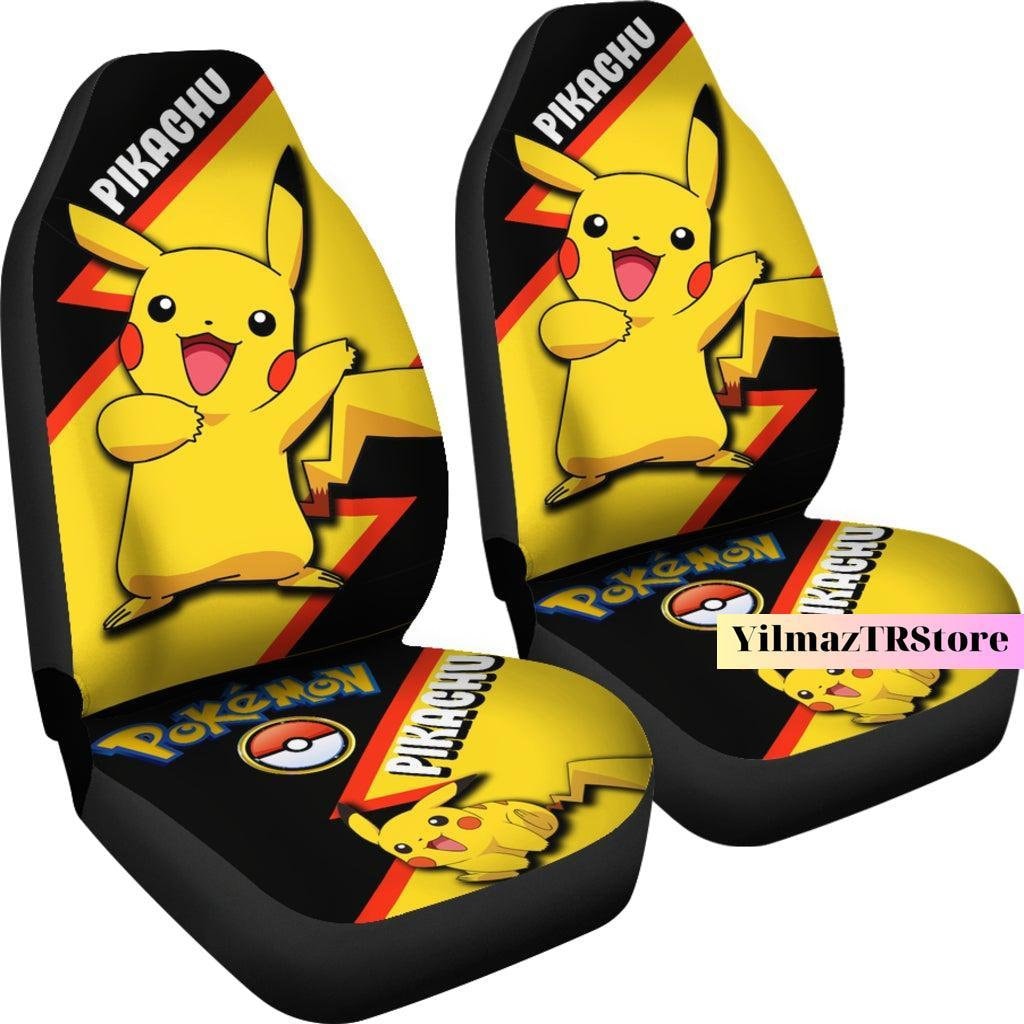 Pika Car Seat Covers, Seat Covers For Car, Anime Car Accessories, Pika ...