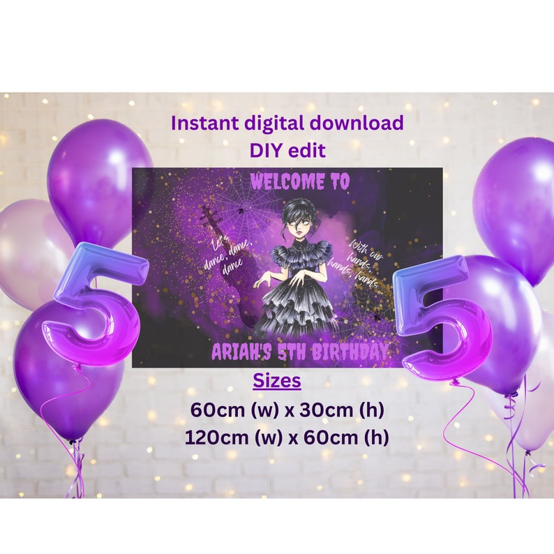 Wednesday Addams Banner Party Addams Family Wednesday Party Birthday ...