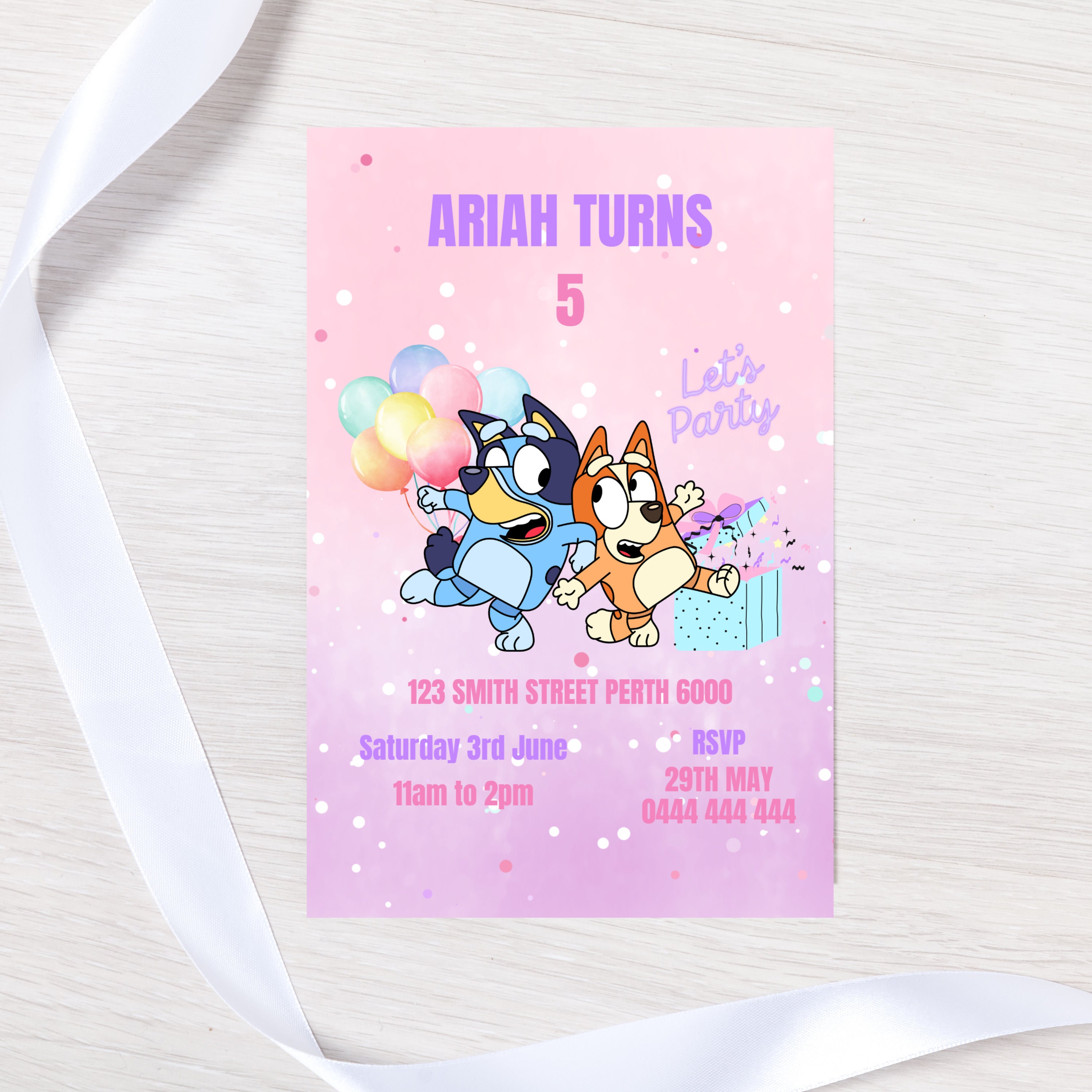 Invitación de Bluey, bingo, invitación de fiesta, cumpleaños, fiesta de ...