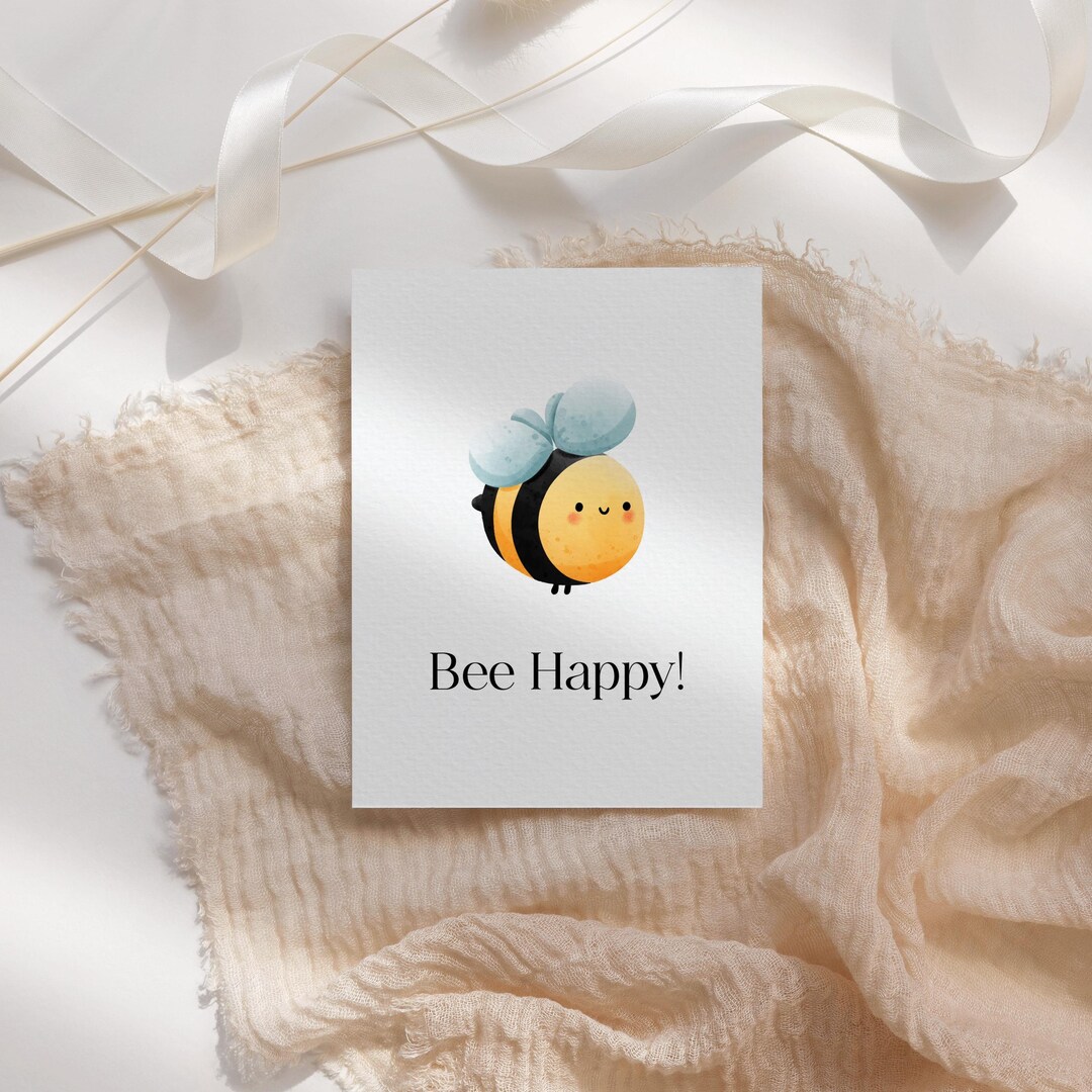 Greeting Card, Be Happy, Bee, Bee Happy, Postcard, Gift, Card - Etsy