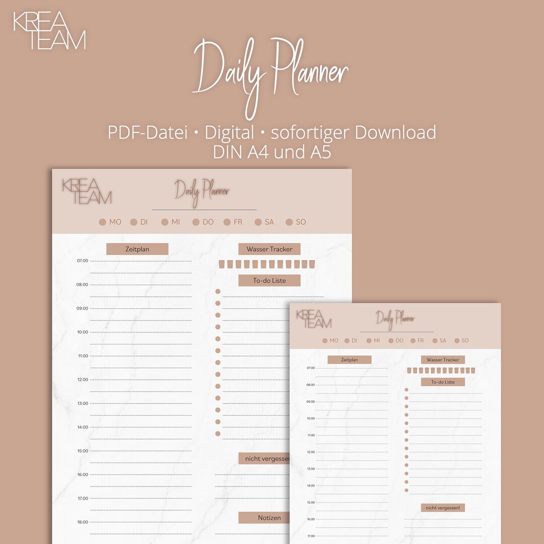 Daily Planner, Daily Plan, Digital, PDF File - Etsy