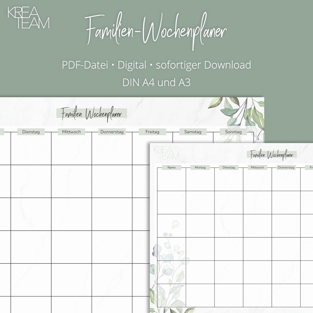 Family Weekly Planner, Family Planner, Weekly Planner, Digital ...