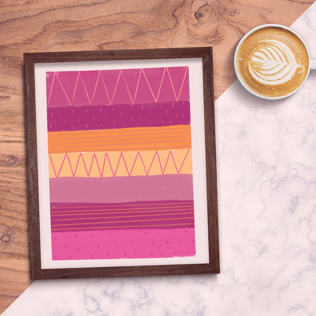 Set of 2 Art Print, Pink and Blue Digital Art, Texture Wall Art Pink ...