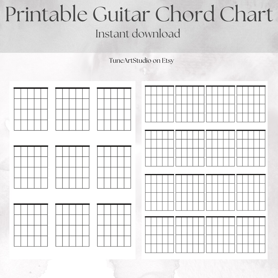 Guitar Chord Chart Blank, Printable Guitar Chord Chart, 6 String Guitar ...