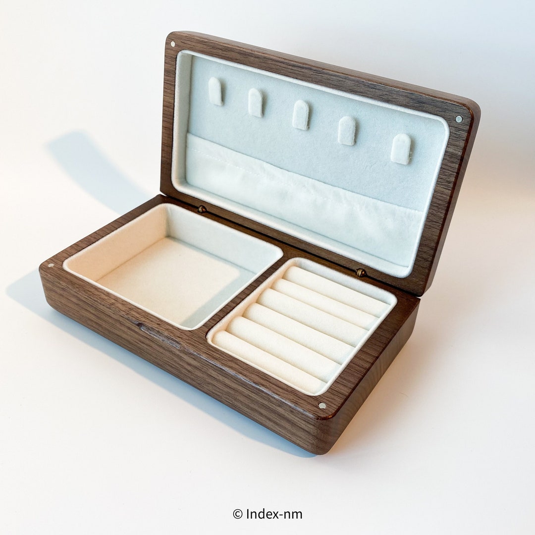Large Wooden Walnut Jewelry Box Simple Nature Black Walnut Jewelry Box ...
