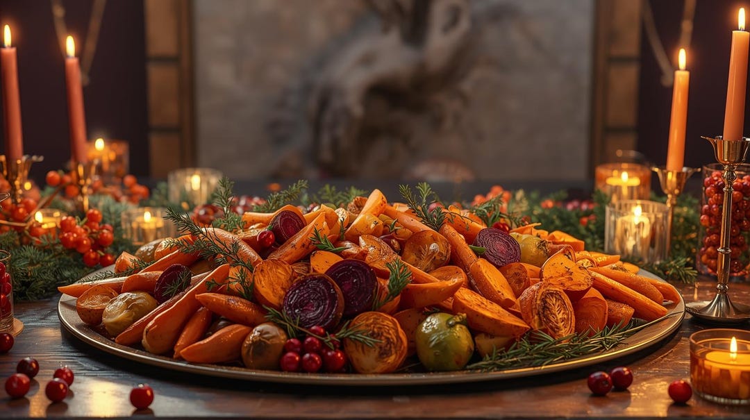 Vegan Holiday Feast PNG | Elegant Plant-based Dinner Art (digital ...