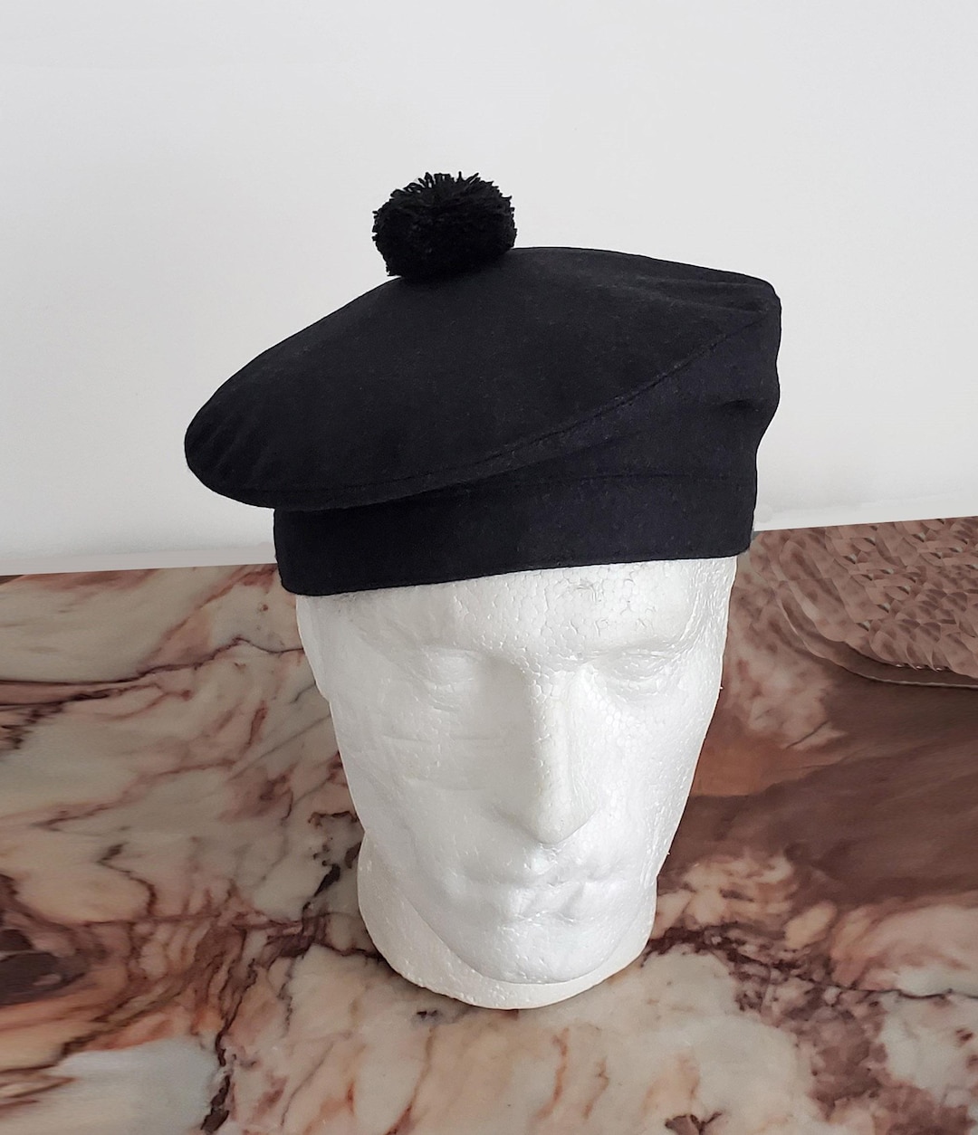 Black Tam O' Shanter: Handmade Scottish Bonnet With Pom Pom - Etsy