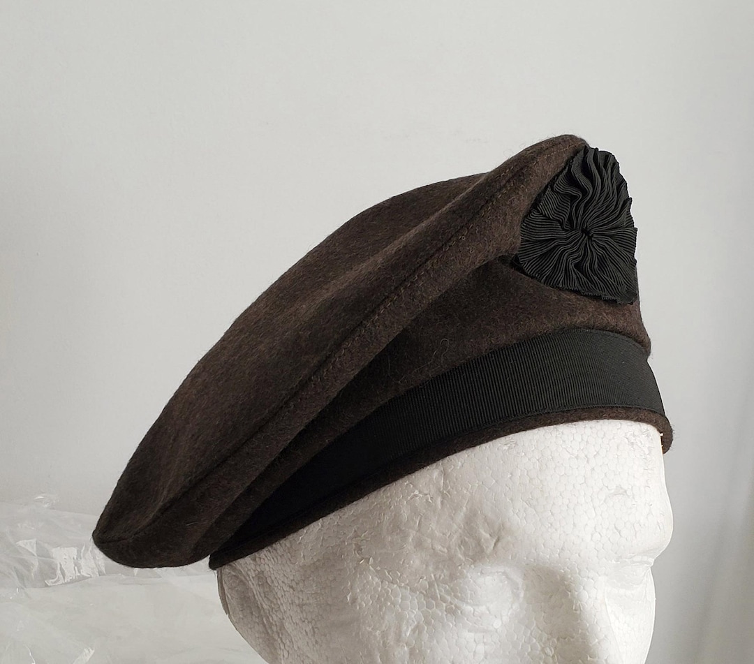 Dark Brown Caubeen Hat: Irish Wool Beret With Rosette - Etsy