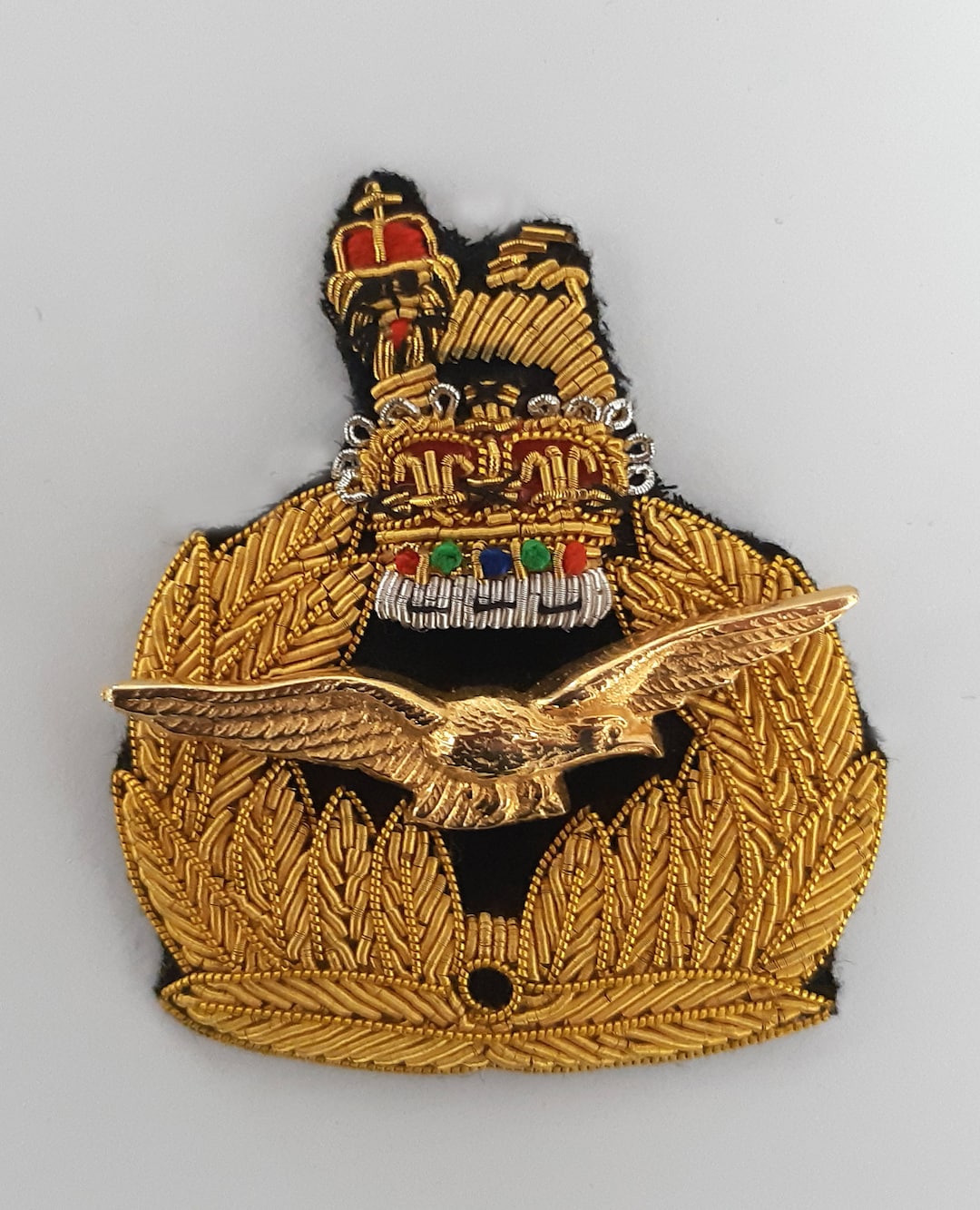 RAF Air Rank Cap Badge, Queens Crown, Beret Badge Black, Hand ...